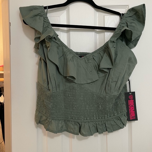 Rock & Roll Cowgirl | Tops | Rock Roll Denim Smocked Ruffle Top | Poshmark